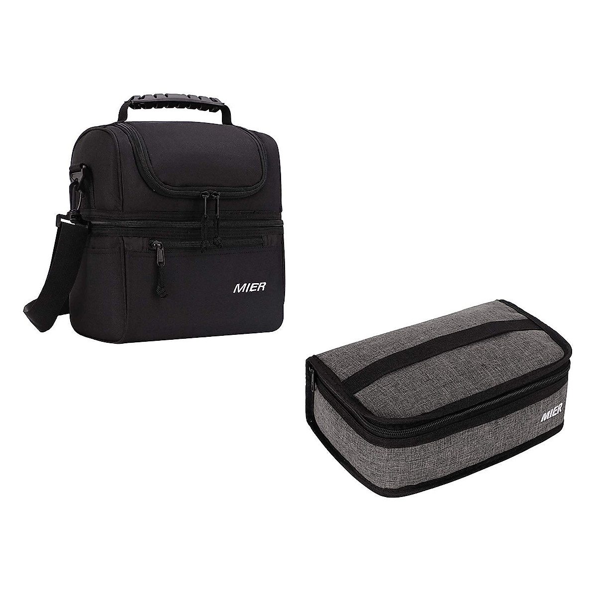 MIER 2 Compartment Lunch Bag Small Lunch Box Bundle