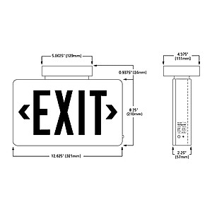 Sure-Lites CX61WH LED Die Cast Exit Sign, White Housing, Single Face, Red and Green Letters