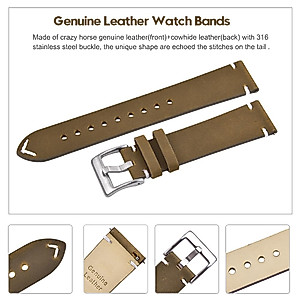 18mm Classic Genuine Leather Watch Bands Quick Release Vintage Leather Watch Straps Compatible with Seiko Watch for Men, White Elephant Gifts, Stocking Stuffers for Men