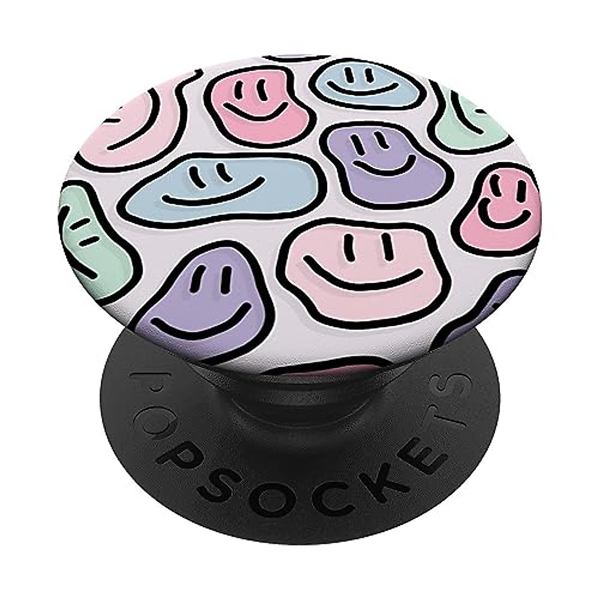 pastel aesthetic trippy liquid swirl dripping smile face PopSockets Standard PopGrip