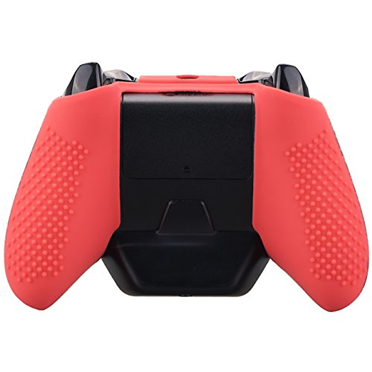 9CDeer Studded Protective Customize Transfer Printing Silicone Cover Skin Sleeve Case + 8 Thumb Grips Analog Caps for Xbox One/S/X Controller Leaves Red Compatible with Official Stereo Headset