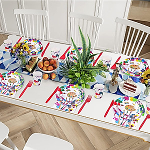 Atonofun Art Birthday Party Supplies, Art Plates and Napkins, Art Paper Plates, Cups, Napkins and Cutlery for Paint Birthday, Baby Shower Art Themed Parties Serves 24