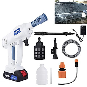 Electric Pressure Washers, 21V Cordless Power Washer Electric Powered Car Washer with Adjustable Nozzle, Rechargeable Battery, Charger, 20ft Hose, Filter, for Cars Fences Garden Cleaning & Watering
