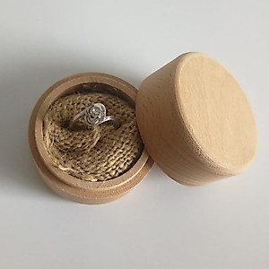 Small Boxes 3pcs Round Wooden Ring Boxes with Lid Small Earring Display Box Wooden Keepsake Box for Jewelry Earrings Necklace Proposal Engagement Birthday Wedding Ring Box