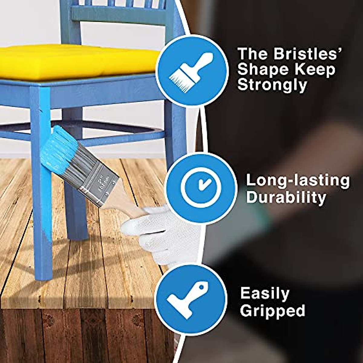 Goldblatt Drywall Hand Tool Kit +WORKPRO Paint Brushes Set,5-Piece Professional Flat and Angle Sash Paint Brush with Wood Handle for Walls, Trim, Cabinets, Doors, Fences, Decks, Crafts, DIY, and Stai