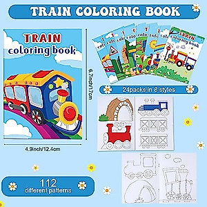 Faccito 24 Pcs Train Coloring Books Bulk Party Favors Trains Mini DIY Art Drawing Book, Drawing DIY Art Painting Color Booklet Goody Bags Fillers Games Party Favors