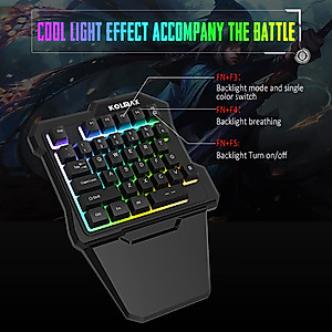 RGB One Handed Gaming Keyboard and Mouse Combo,USB Wired Mechanical Feeling Gaming Keypad with Wrist Rest Support, Gaming Mouse for Laptop PC Xbox PS4 Game Office