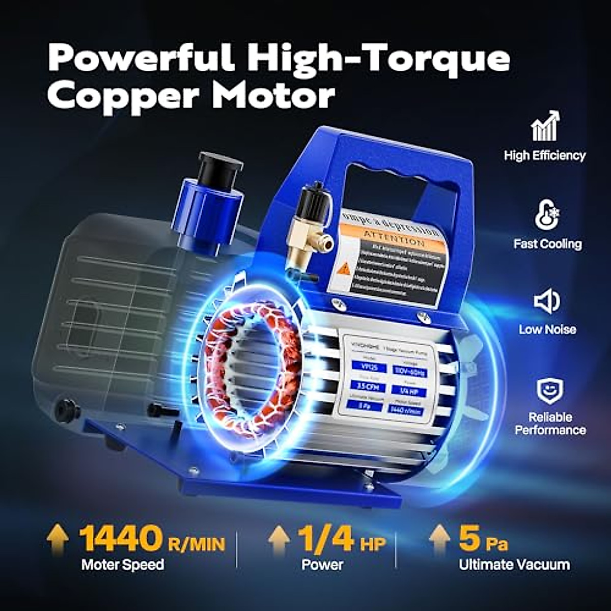 VIVOHOME 110V 1/4 HP 3.5CFM Single Stage Rotary Vane Air Vacuum Pump and AC Manifold Gauge Set Kit with Thermometer for R134a R12 R22 R502 R410a HVAC Air Conditioning Refrigeration Recharging