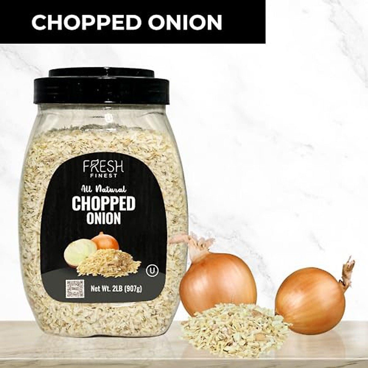 Fresh Finest Bulk Spices Commercial and Home Cooking 2 LB Dehydrated Chopped Onion Flakes Bulk, Dried Onion For Soups, Stews, Vegetables, Dehydrated onions Perfect for emergency food supply