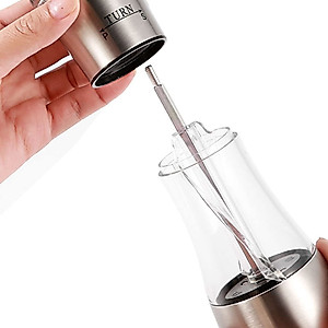 Salt and Pepper Grinder Set, Refillable Stainless Steel Combo Shakers With Adjustable Coarse Mills, 2 in 1 Manual Stainless Steel Salt Pepper Mill Herb Spice Grinder