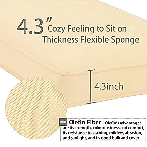 Aoodor Patio High Back Chair Cushion Olefin Fabric Slipcover Sponge Foam 46 x 21 x 4 Inch, Set of 4 (Only Cushions)