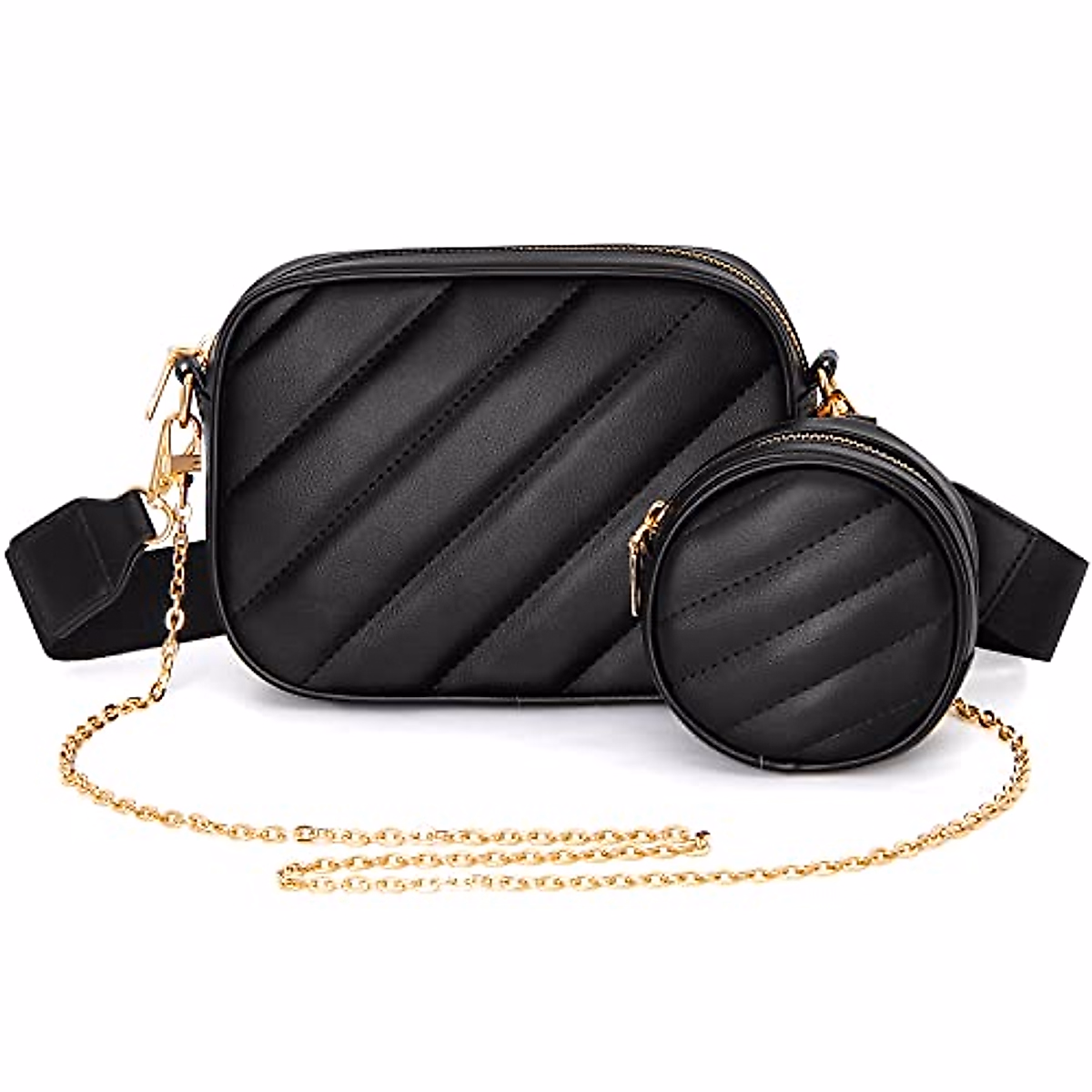 GEEAD Small Quilted Crossbody Bags for Women Trendy Design Shoulder Purse with Round Zip Bag