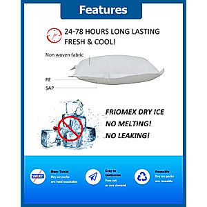 Friomex Dry Ice Packs - Ideal for Shipping Perishables and Drinks | Styrofoam Cooler Compatible | Includes Dry Ice Pellets | Keep Items Safe During Shipping | Hielo Seco