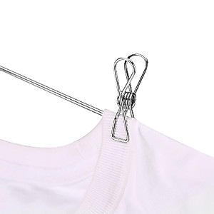 Estink Stainless Steel Clothes Pegs, Wire Clothes Pins Heavy Duty Outdoor 20pcs Household Socks Underwear Drying Rack Clip Holder Metal Wire Utility Clips for Hanging Clothes Home Kitchen