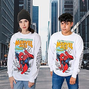 Marvel Spider-Man Age Long Sleeve Mens Adult T-Shirt(MD, White)