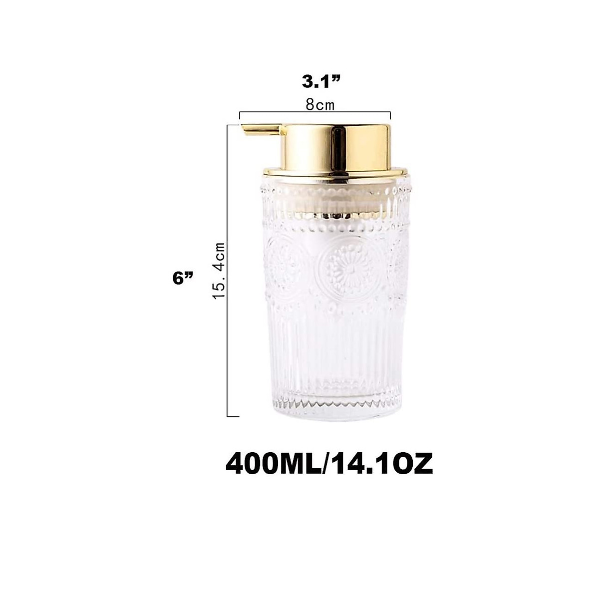 Bottles Glass Soap Dispenser,Transparent Foam Soap Dispenser Set,Large Countertop Shower Dispenser Shower Pump S/L/Set-Clear Holder (Size : Large)