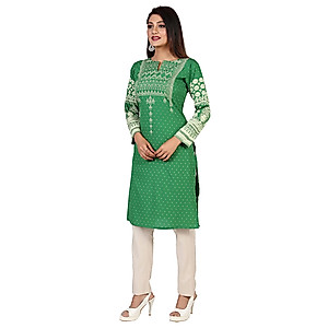 Plus Size Indian Kurtas for Women Long Kurti Tunic Tops (Green, 7XL)