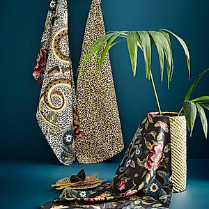 Spode Creatures of Curiosity Floral Tea Towel | Cotton Dish Towel | Highly Absorbent | Quick Drying | Multi-Purpose Absorbent Kitchen Towel | Dark and Edgy Floral Motif (1 Pack)