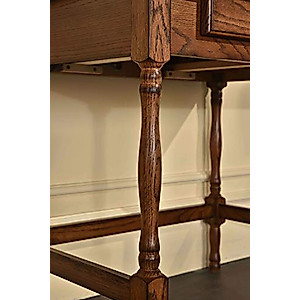 Mini Roll Top Desk Solid Oak Wood 32x 24x 44 Small Writing or Laptop Desk Burnished Walnut Finish Small Desk For Home Office, Kitchen, Bedroom, Living Room, Den Great Bill Paying Desk