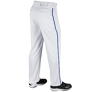Champro Men's Standard Triple Crown Open Bottom Adult Baseball Pants, White, Royal Pipe, Medium