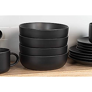 10 Strawberry Street Wazee Matte Coupe Dinnerware Set, 16 pc, Black