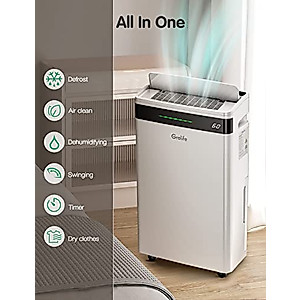 Dehumidifiers for Home and Basement, Grelife 4,500 Sq. Ft 50 Pint Dehumidifier with Drain Hose, 3 Modes, Child Lock, 24H Timer,Defrost,Dry clothes,Easy-to-clean filter,for Large Room, Bedroom,bathroom