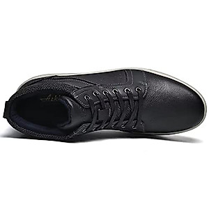 Athletic Shoe, Genuine Leather Casual Walking Sneaker Shoes Mid-Top Black 10.5