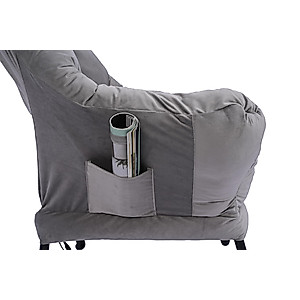 YOPTO Single Steel Frame Leisure Sofa Chair with Armrests and A Side Pocket,Modern Cotton Fabric Lazy-Chair,Accent Contemporary Lounge Chair for Living Room Bedroom,Light Gray