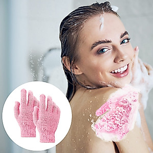 Sibba 1 Pair Bath Gloves for Shower Natural Loofah Exfoliating Wash Gloves for Body and Face, Dead Skin Remover, Double Sided Microfibre Shower Body Gloves for Adults and Kids