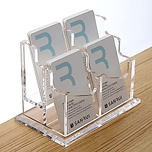 SANRUI Vertical Business Card Holder, Acrylic Business Card Display，Clear Desktop Business Card Stand for Exhibition, Home & Office