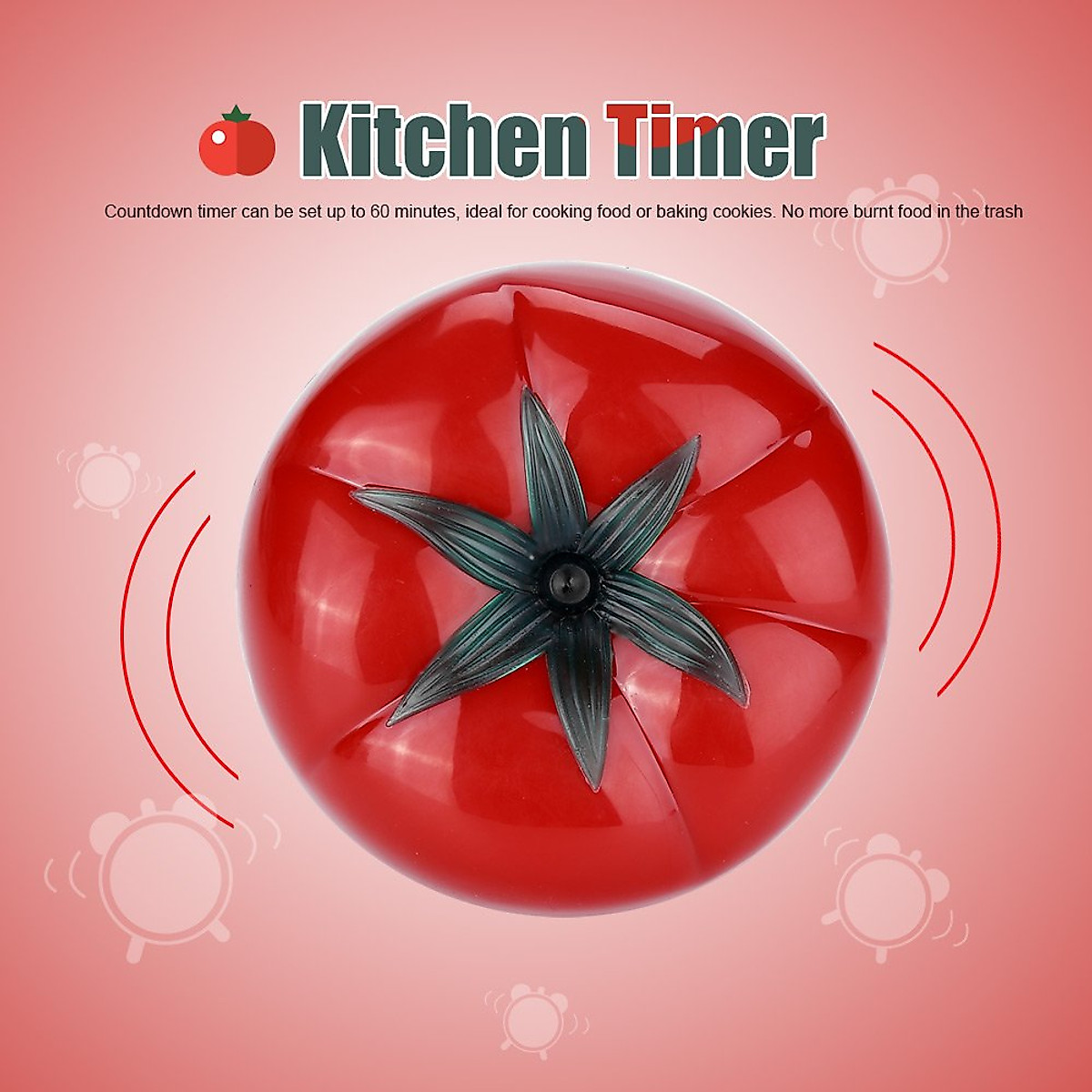Cooking Timer Magnet, Tomato Shaped Mechanical 60 Minutes Countdown Timer Kitchen Cooking & Baking Helper(6.3 x 4.5cm)