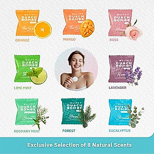 WALTZ 7 Shower Steamer Set, 16 Pieces, 8 Scents, German Quality Essential Oils, Aromatherapy Bombs, Stress Relief, Self Care Christmas Gift for Women, Men, Mom, Birthday, Stocking Stuffers Adults