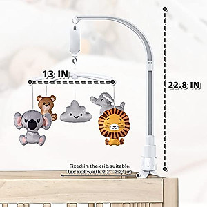 FEISIKE Baby Mobile for Crib with 3 Modes Musical Box,Volume Control,12 Lullabies,Animal Nursery Crib Toys for Newborn Ages 0 and Older,23 Inches Baby Mobile Arm Clip on