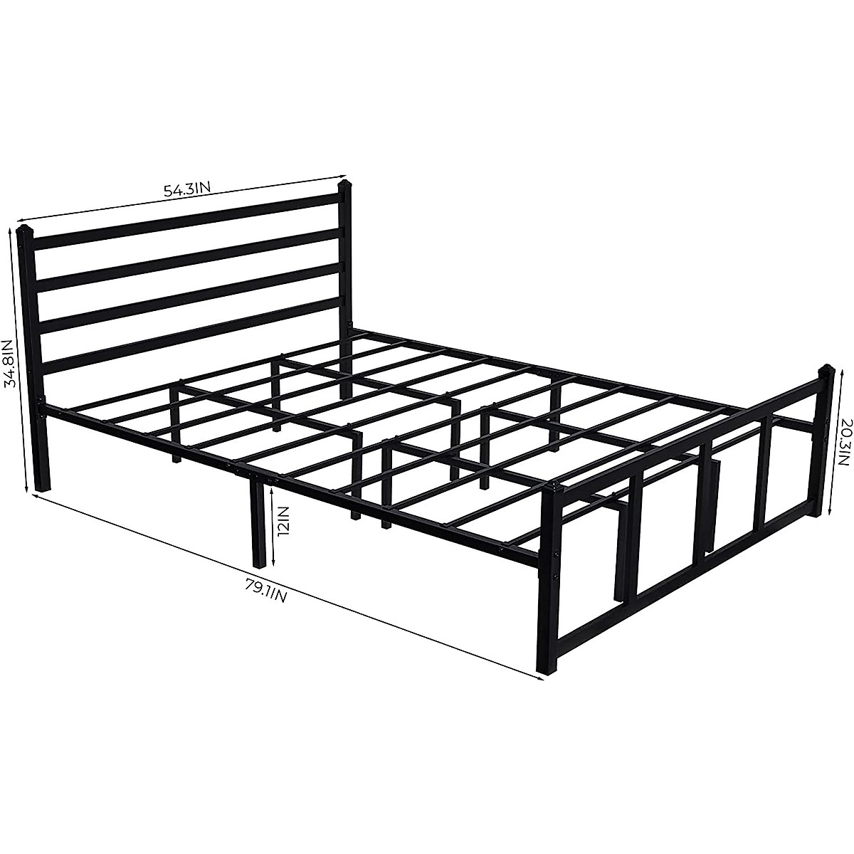GreenForest Full Size Bed Frame with Headboard and Footboard Heavy Duty Supports Mattress Foundation, No Box Spring Needed, Black