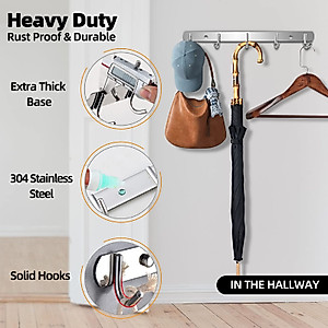 TooCust 2 Pack Thickened 304 Stainless Steel Wall Coat Rack - Heavy Duty Coat Rack Wall Mounted, Modern Wall Coat Rack with Hooks, Durable Wall Hangers,Jacket Hooks,Towel Hook Rack, Silver