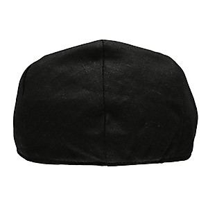 Men's Linen Flat Ivy Gatsby Summer Newsboy Hats (Black, LXL)
