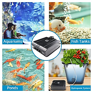 LAWNFUL Aquarium Air Pump with 4 Outlets (1.6L/min, Up to 400 Gallon), Quiet Fish Tank Air Pump with Adjustable Air Valve for Aquarium, Hydroponics, Fish Tank, Pond