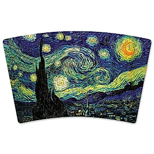 Mugzie "Van Gogh: Starry Night" Stainless Steel Travel Mug with Insulated Wetsuit Cover, 20 oz, Black