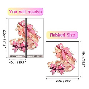 SONGQI Home Living Room Window Wall Bedroom Sticker DIY Decals Beautiful Girl with Pink Bow Doll Pattern Baby Nursery Removable Wall Decor