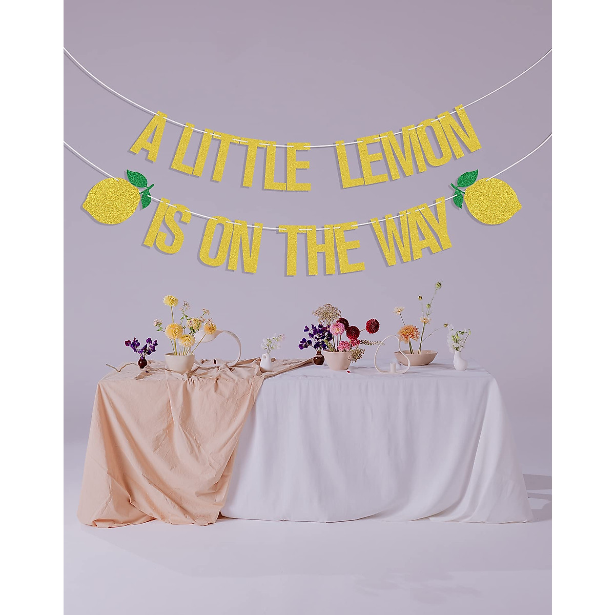 A Little Lemon is on the Way Banner Gold Glitter, Lemon Party Decorations, Lemon Baby Shower Banner, Fruit Baby Shower Banner, Lemon Baby Banner, Lemon Themed Baby Shower Birthday Party Decorations