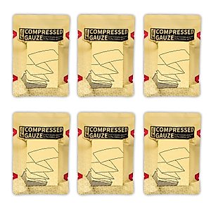 RHINO RESCUE Sterile Compressed Gauze for Emergency Wound Dressing, FSA HSA Eligible, First Aid and Trauma Kit, 6 Pack