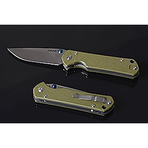 Sanrenmu Land 911 Pocket Knife Folding Knife 12C27 Blade G10 Handle Liner Lock Pocket EDC Knife (Army Green,G10)