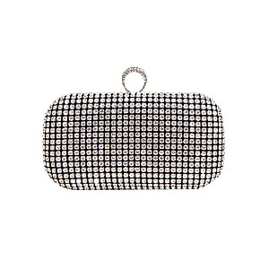 ALOLBAG Rhinestone Clutch Evening Bag for Women Formal Sparkly Purse Wedding Clutch Ladies Evening Handbag Sparkly Purse (Black)