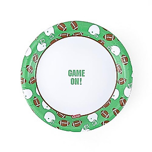 Glad Everyday Round Disposable Paper Plates with Football Design, Small | Cut-Resistant, Microwavable Paper Plates for All Foods & Daily Use | 7 Inches, Green, 30 Count