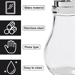 6 Oz. (Ounce) Glass Bulb Jar Syrup Dispenser, Sugar Dispenser, Retracting Spout, Dispensing Thumb-Lever, Pancake House Style (2)