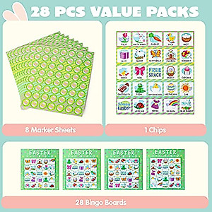 JOYIN 28 Players Easter Bingo Cards (5x5) for Easter Party Goodies Games, Kids School Classroom Gift, Indoor Family Activities, Basket Filler Stuffers.