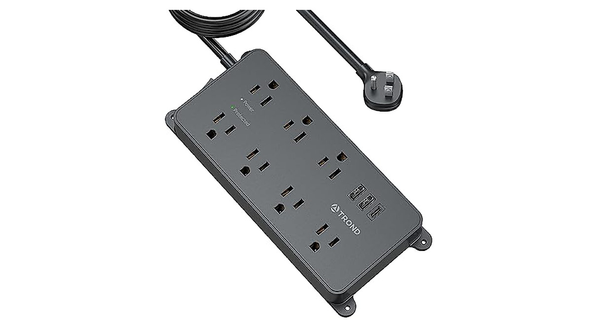 TROND 10ft Surge Protector with USB Ports - 7 Outlets