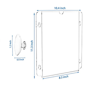 HIIMIEI Acrylic Window Sign Holder with Suction Cup 8.5 X 11, Clear Acrylic Frames Glass Door Wall Mount Advertising Signage Sign Holder for Mall, Office, Home, Store, Restaurant