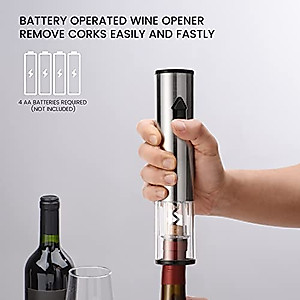 CIRCLE JOY Electric Wine Opener, Battery Wine Opener, Wine Bottle Opener, Electric Corkscrew, Wine Puller, Wine Screwpull, Uncorker, Cork Remover, Stainless Steel