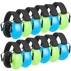 Amylove 12 Pcs Kids Ear Protection Noise Cancelling Headphones Ear Muffs Bulk 27db Sensory Headphones Noise Reduction Hearing Protection Earmuffs for Autism Concert (Classic Style, Blue Green Color)
